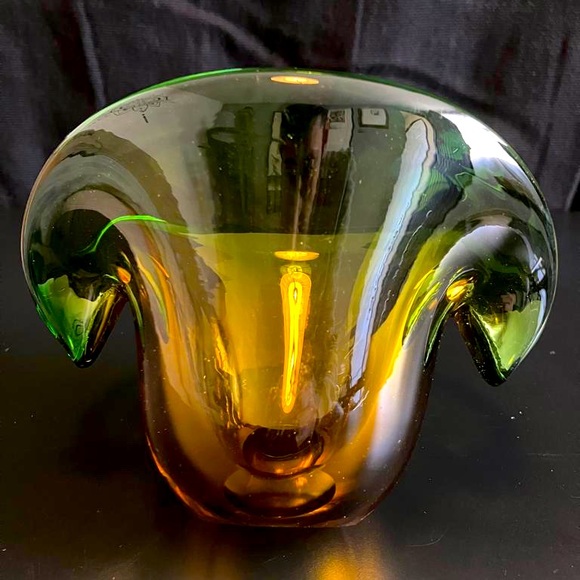 Art | Vintage Murano Art Glass Clam Shell Bowl Greenamber | Poshmark